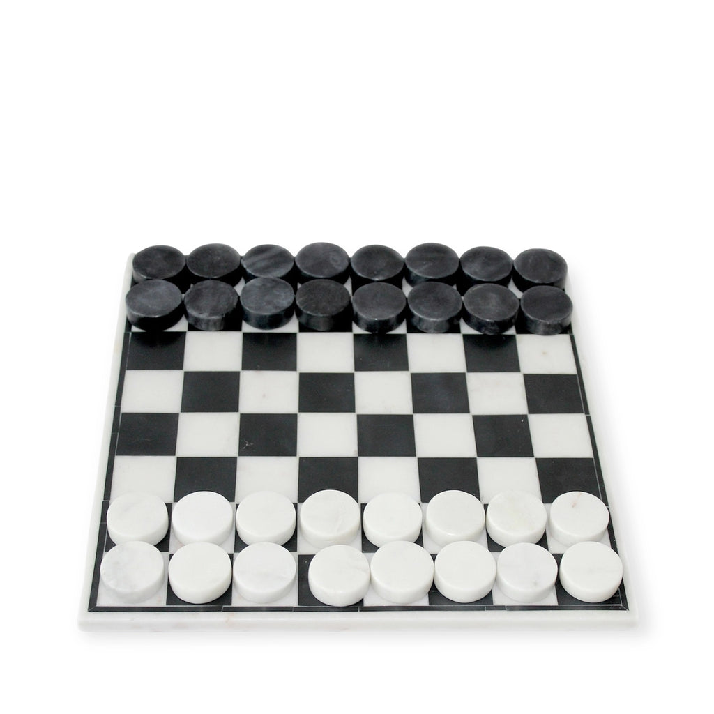 Inlaid Marble Checkers Set – H+E Goods Company